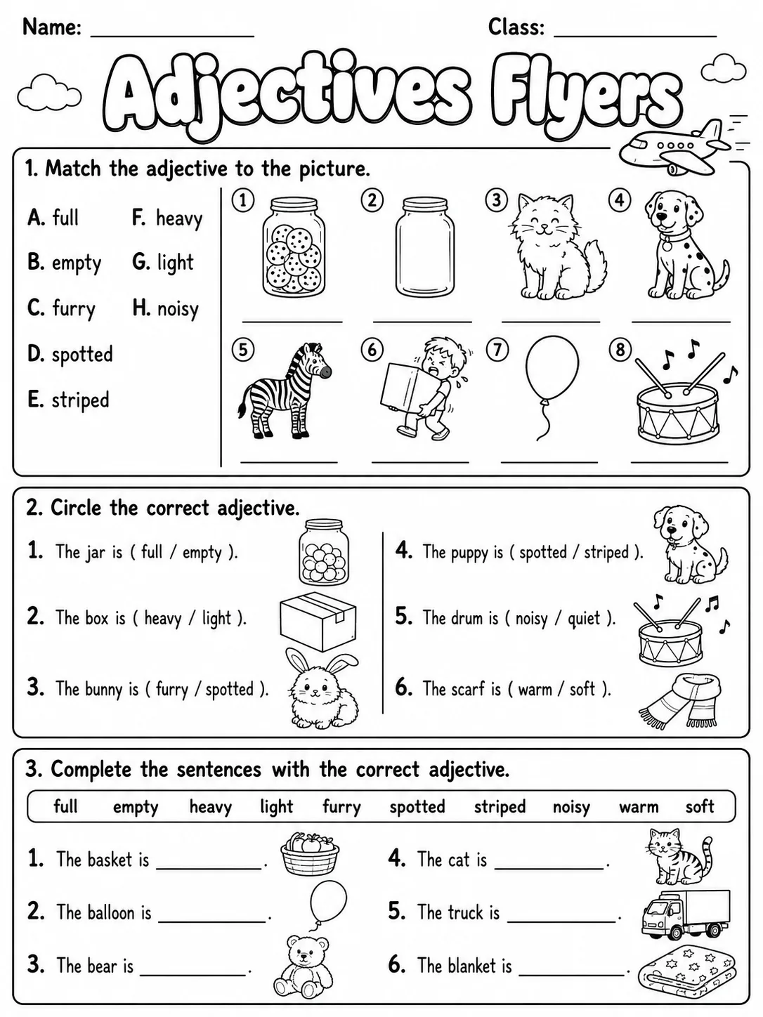 Adjectives Flyers Vocabulary Worksheet Pack - Free English PDF Bundle ...